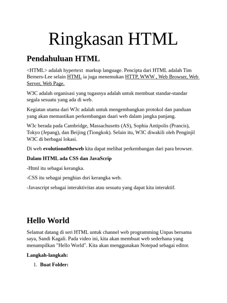 Ringkasan HTML Mapel PWD | PDF