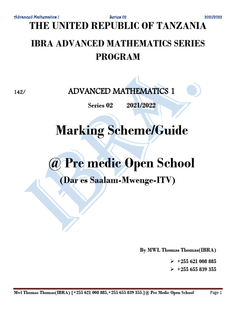 Adv Math 1-MS-02-2021-2022-IBRA | PDF | Numbers | Mathematics