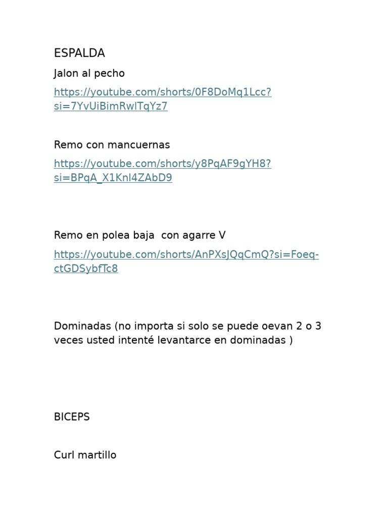 Espalda y Bíceps | PDF