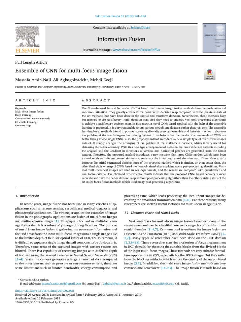 Ensemble CNN for Multi-Focus Image Fusion | PDF | Applied Mathematics ...