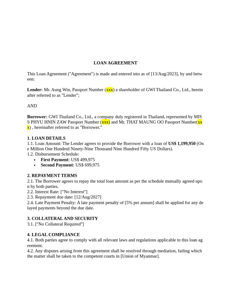 LOAN AGREEMENT Revised | PDF