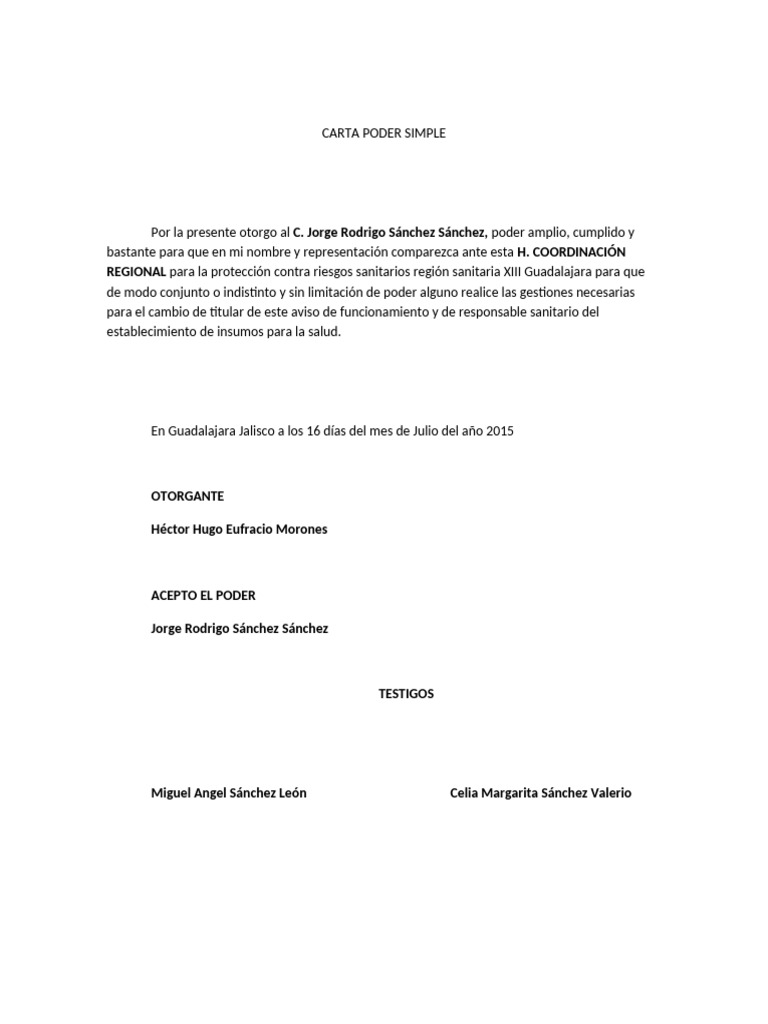 Carta Poder Simple | PDF