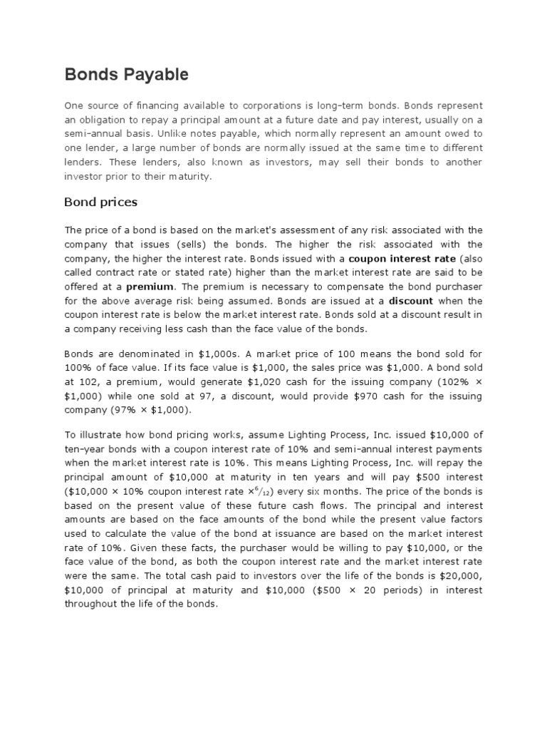 Bonds Payable2 | Bonds (Finance) | Debits And Credits