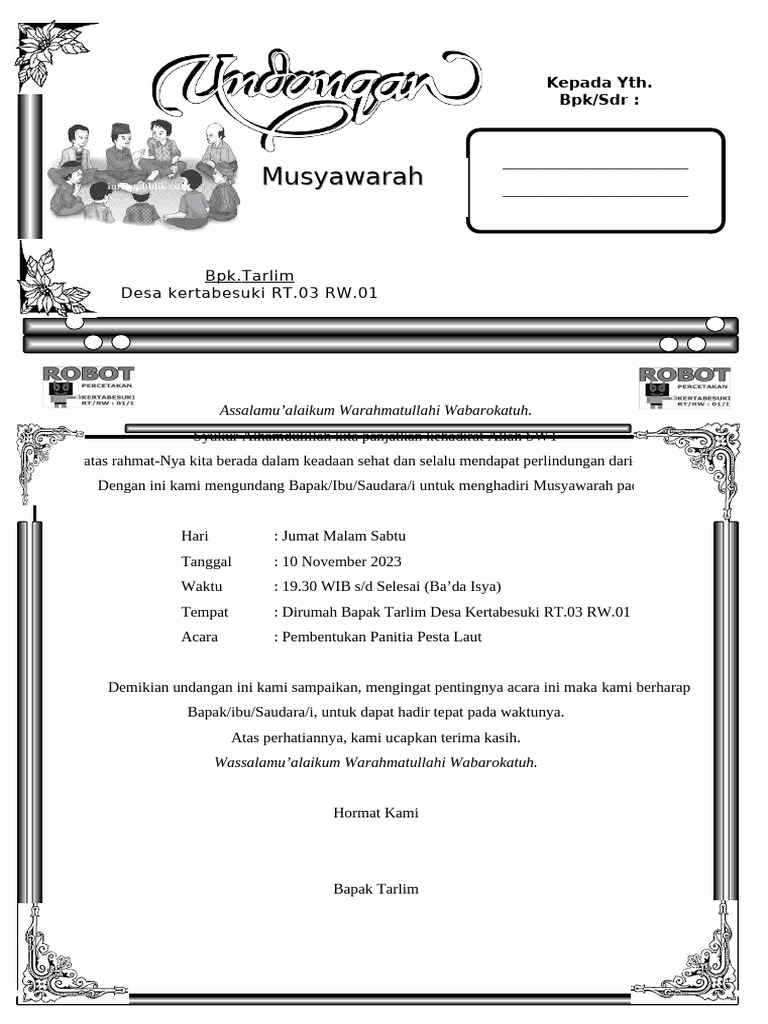 Undangan Musyawarah Pesta Laut 2023 | PDF