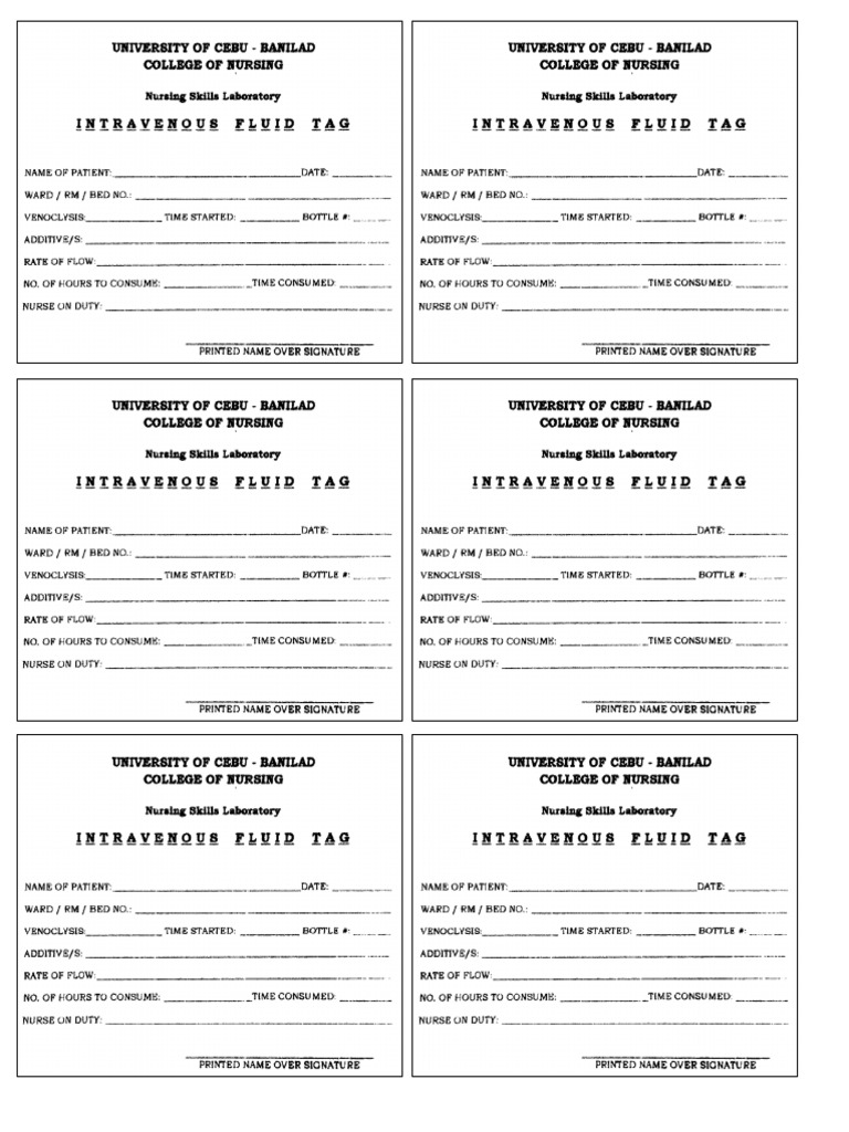 IV Fluid Tag | PDF