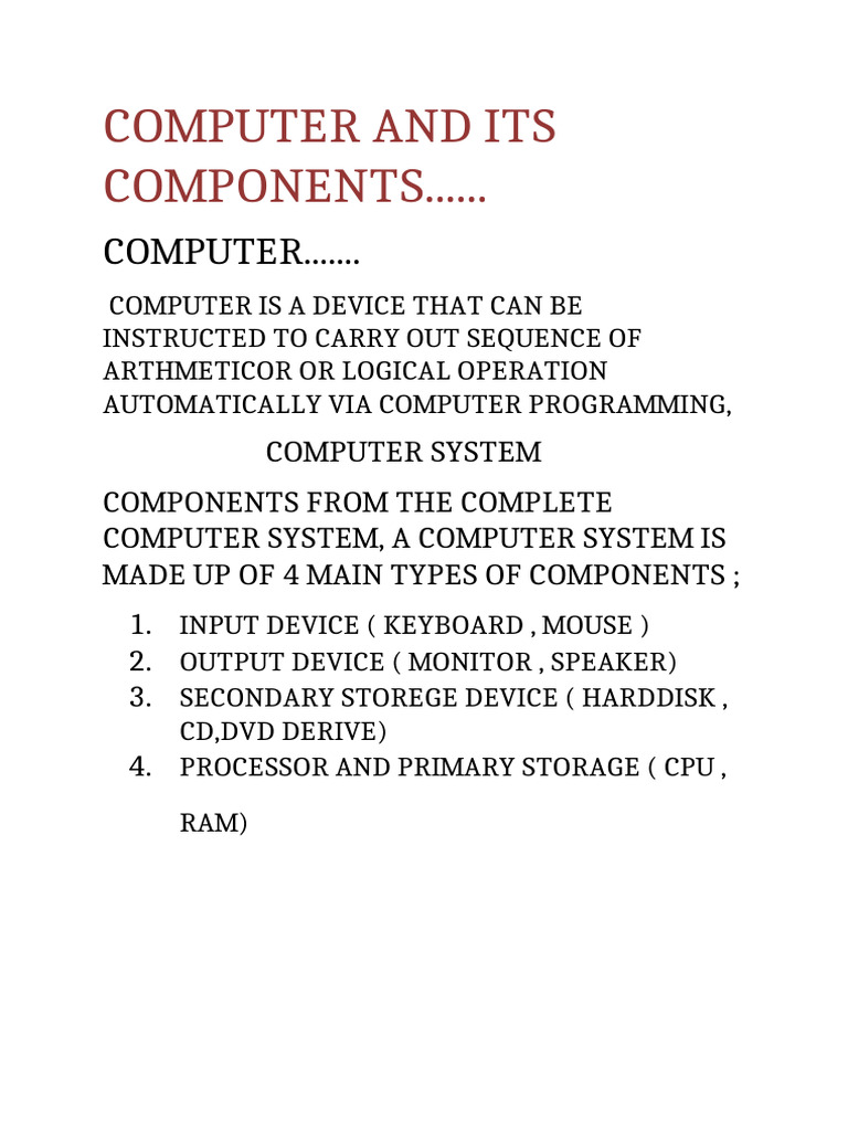 Computer System Components Guide | PDF