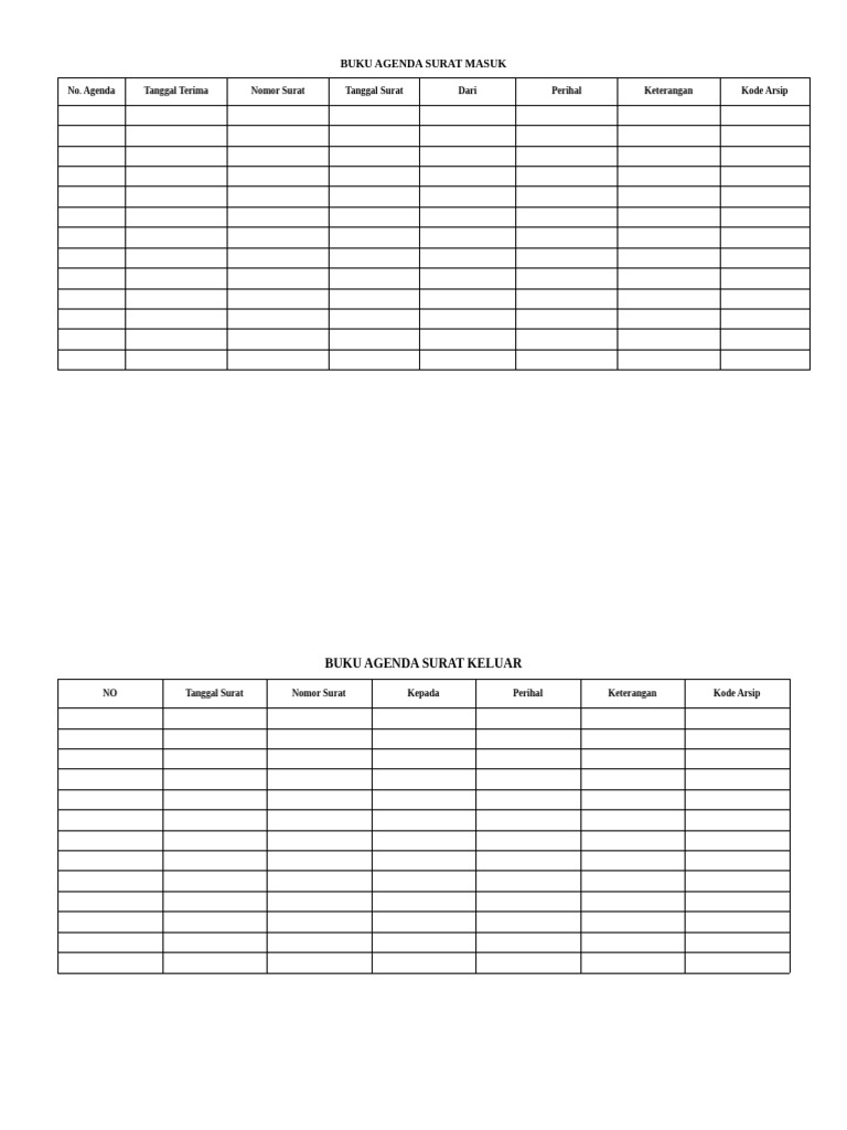 Buku Agenda Surat Masuk dan Keluar | PDF