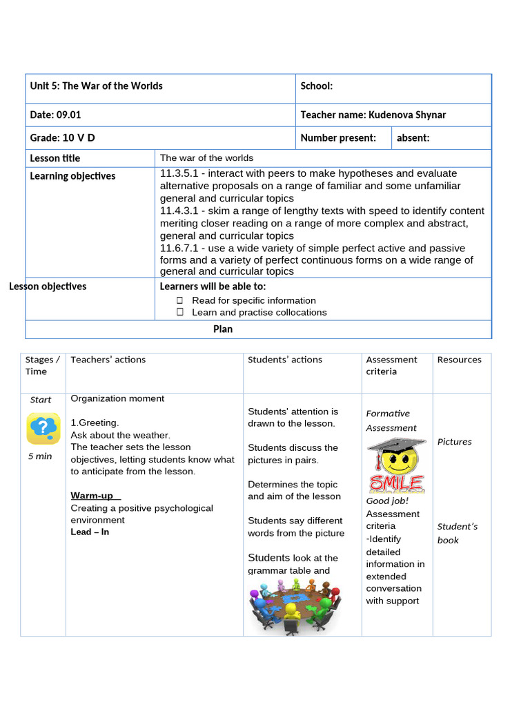 Unit 5 - The War of The Worlds | PDF | Curriculum | Human Communication