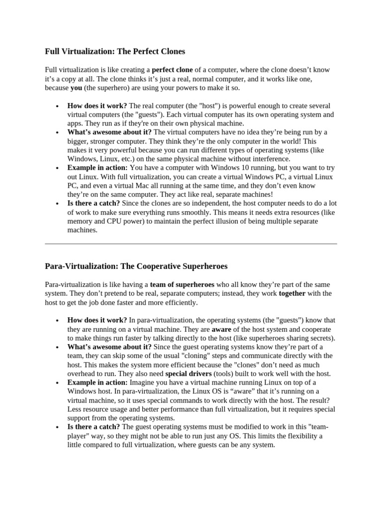 Para Full Virtualization | PDF | Virtualization | Virtual Machine