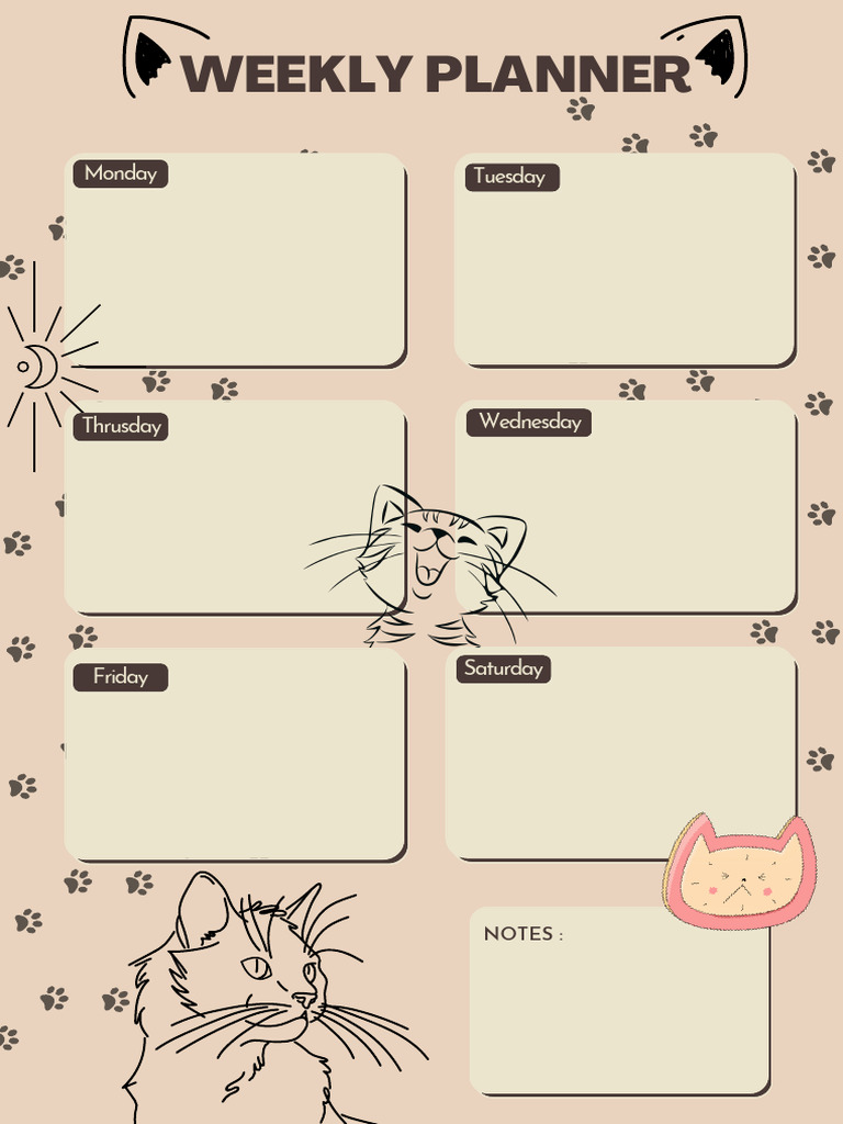 Cat Weekly Planner | PDF