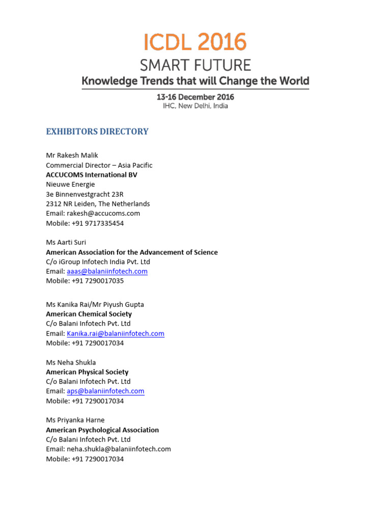 Exhibitor Directory | PDF