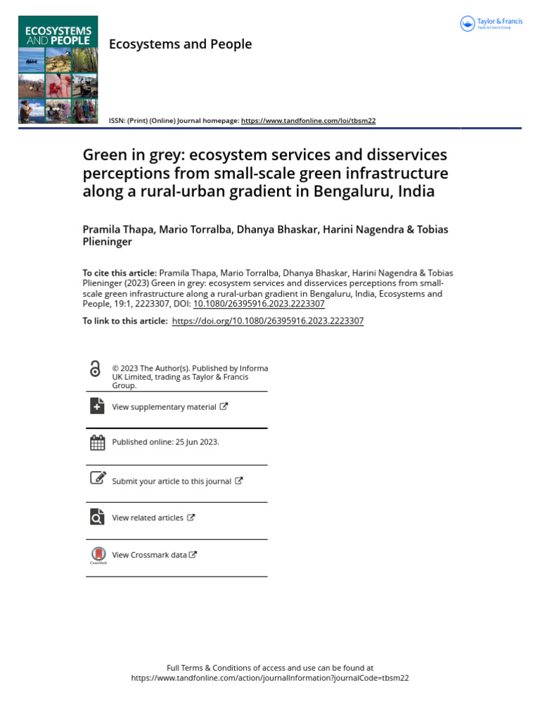 Green in Grey: Ecosystem Services and Disservices Perceptions From ...