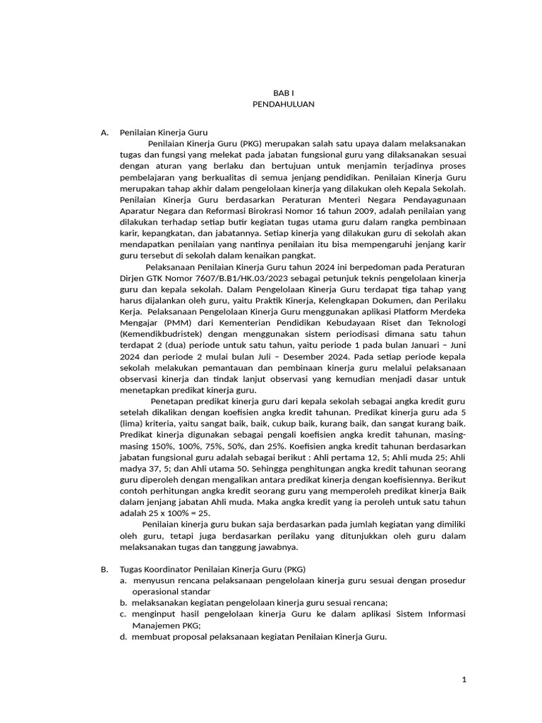 Body Laporan Pelaksanaan PKG | PDF