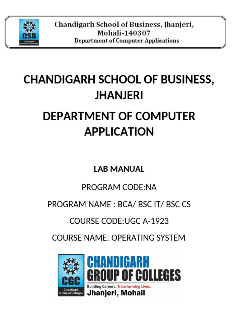 BCA Operating Systems Lab Manual | PDF | Operating System | Process (Computing)