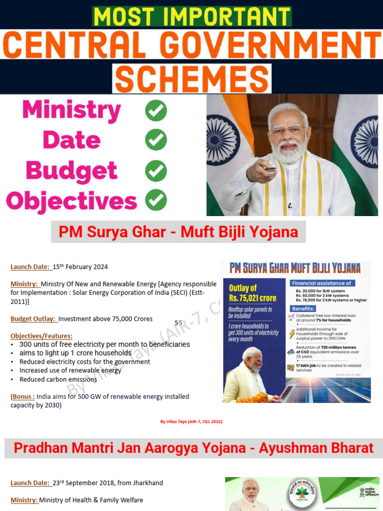 Overview of Indian Government Schemes | PDF | Economy Of India ...