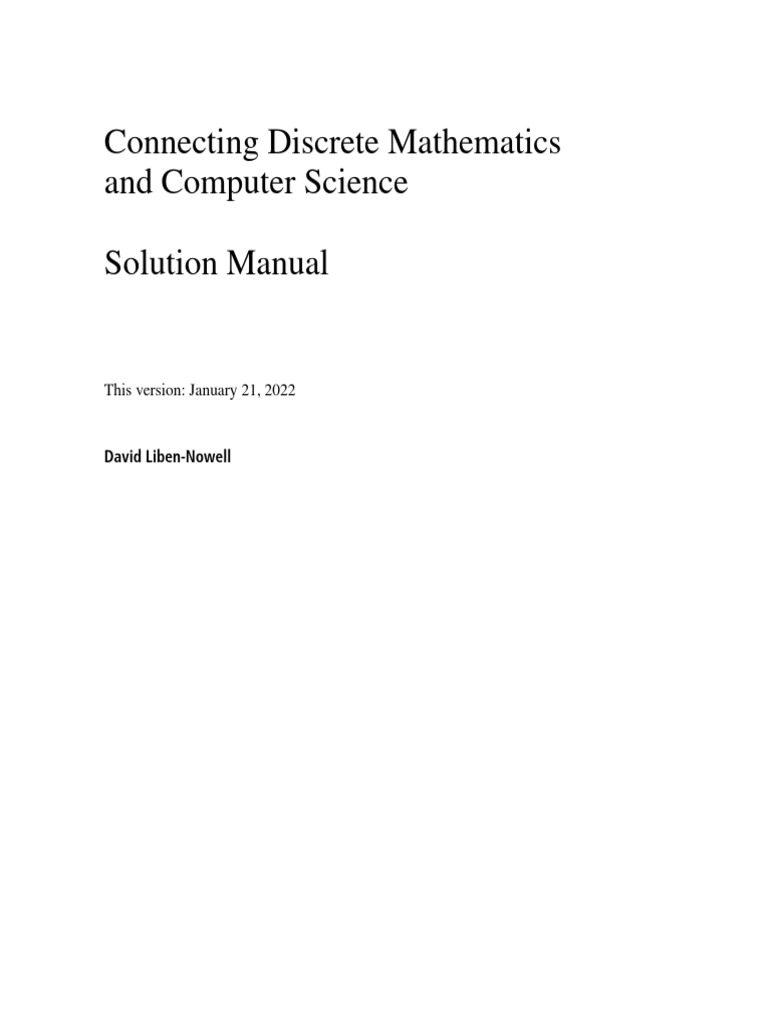 Connecting Discrete Mathematics and Computer Science Instructor Solution Manual Solutions ...
