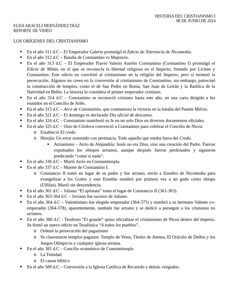 Elda Araceli Hernández Díaz - Reporte de Video - Los-Orígenes-Del-cristianismo | PDF ...