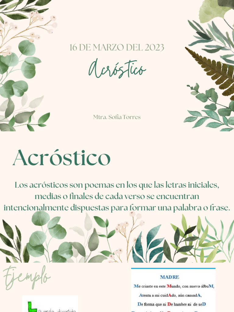 Guía para crear acrósticos con nombres | PDF