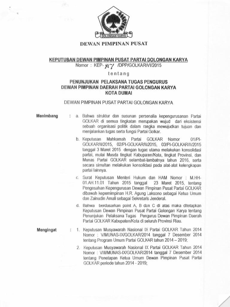 Penunjukan PLT KOTA DUMAI | PDF