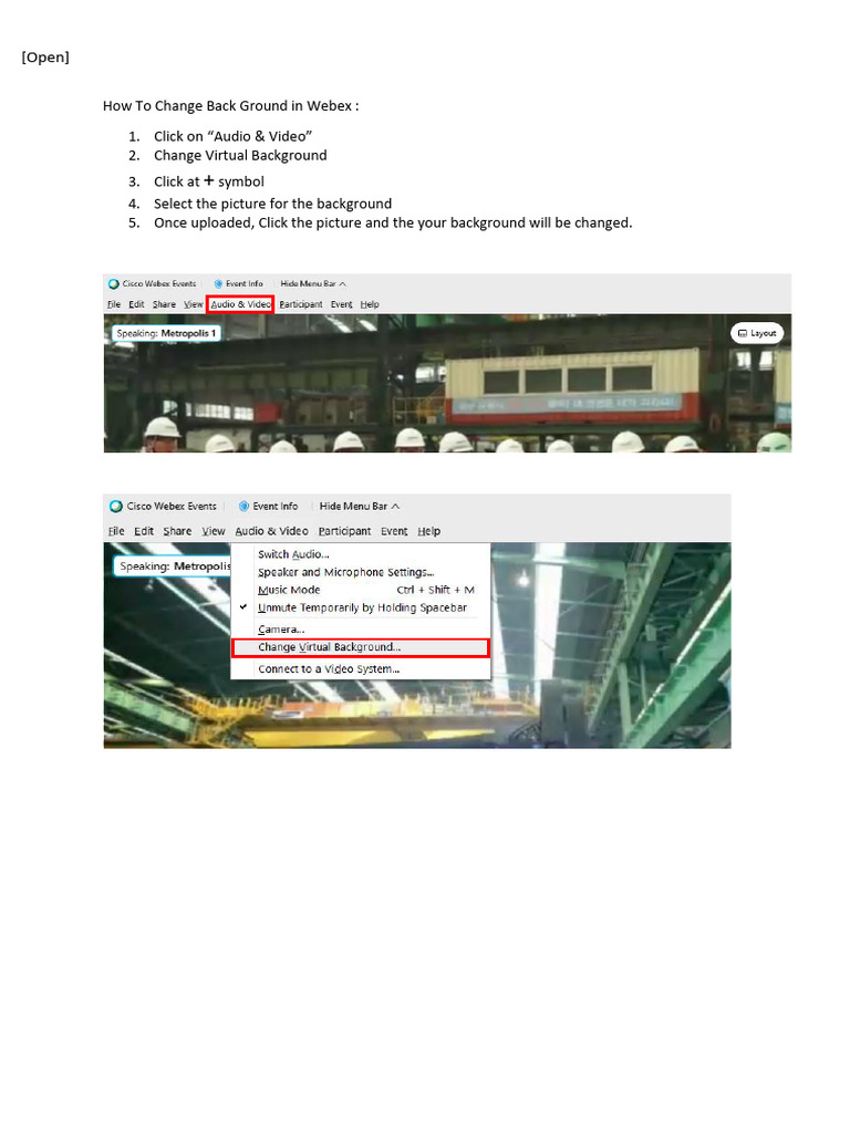 How To Change Back Ground in Webex | PDF