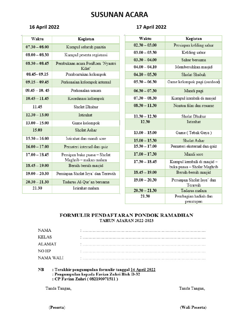 Rundown + Form PONROM | PDF