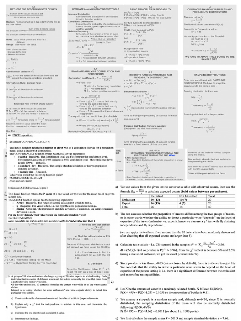 STATS - Cheat Sheet FINAL | PDF