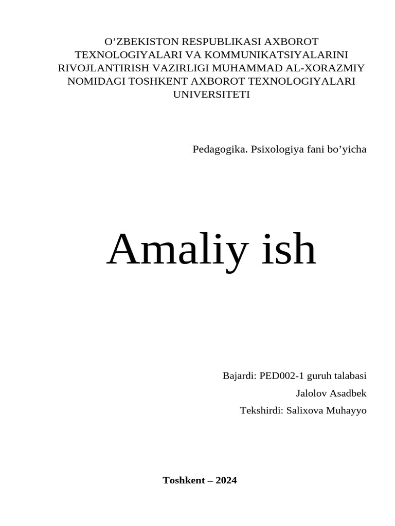 Amaliy Ish | PDF
