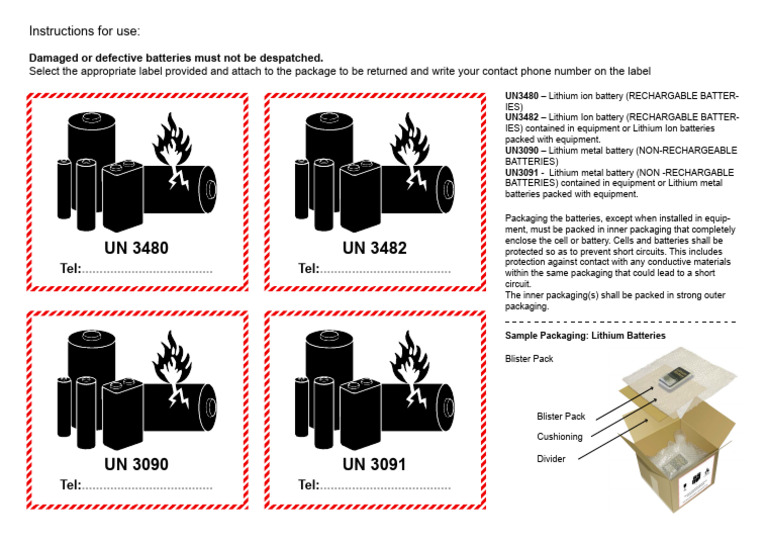 lithium_labels_UN3091 | PDF | Rechargeable Battery | Physical Sciences