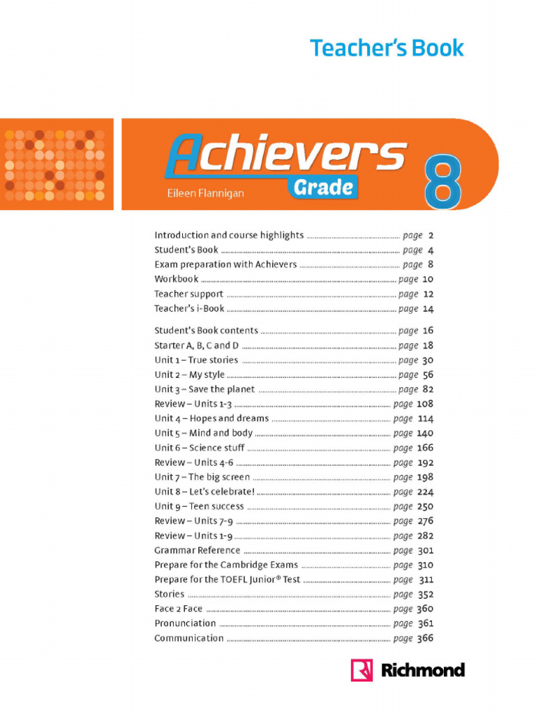 Teacher's Book - Achievers Grade 8 | PDF