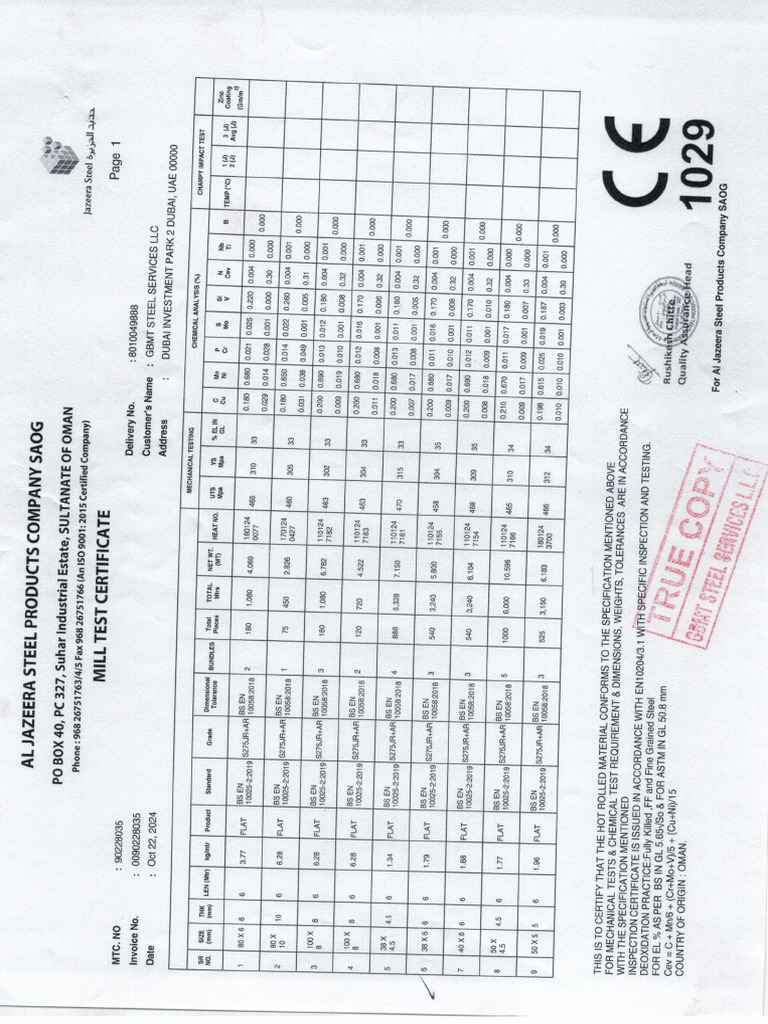 Flat Bar 38X6 - S275JR Al Jaz - 20-12-24 | PDF