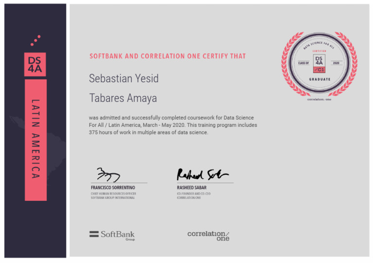 Certificado DS4A Latam 2020 | PDF