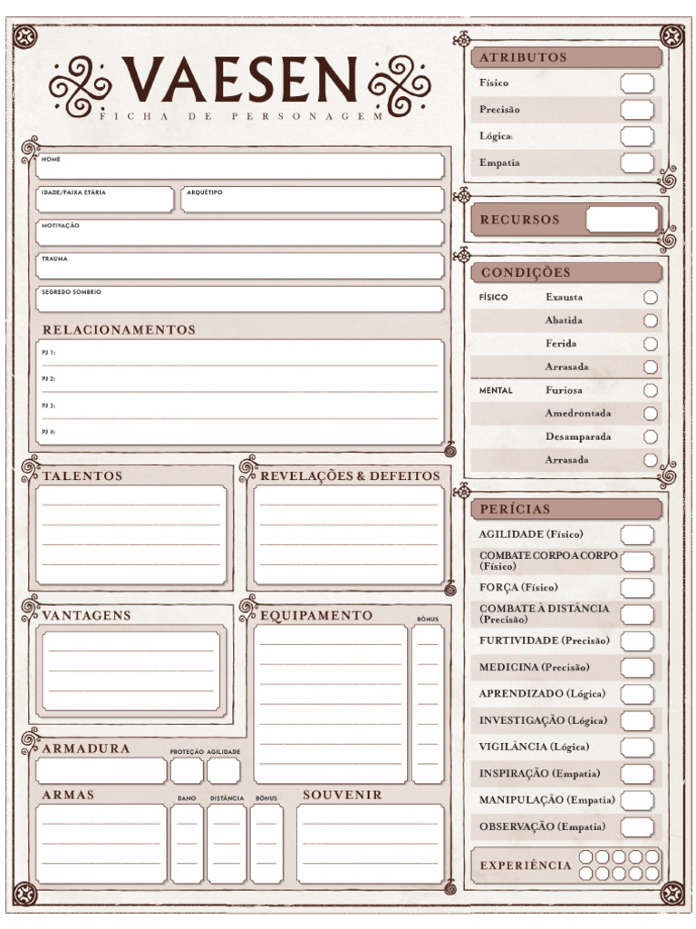 Ficha Editável Vaesen Rpg | PDF