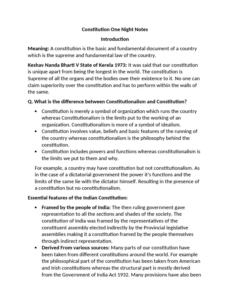 Overview of India's Constitution Features | PDF | Constitutional Law ...