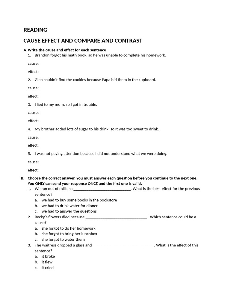 Reading - Cause Effect and Contrast | PDF | Farms | Farmer