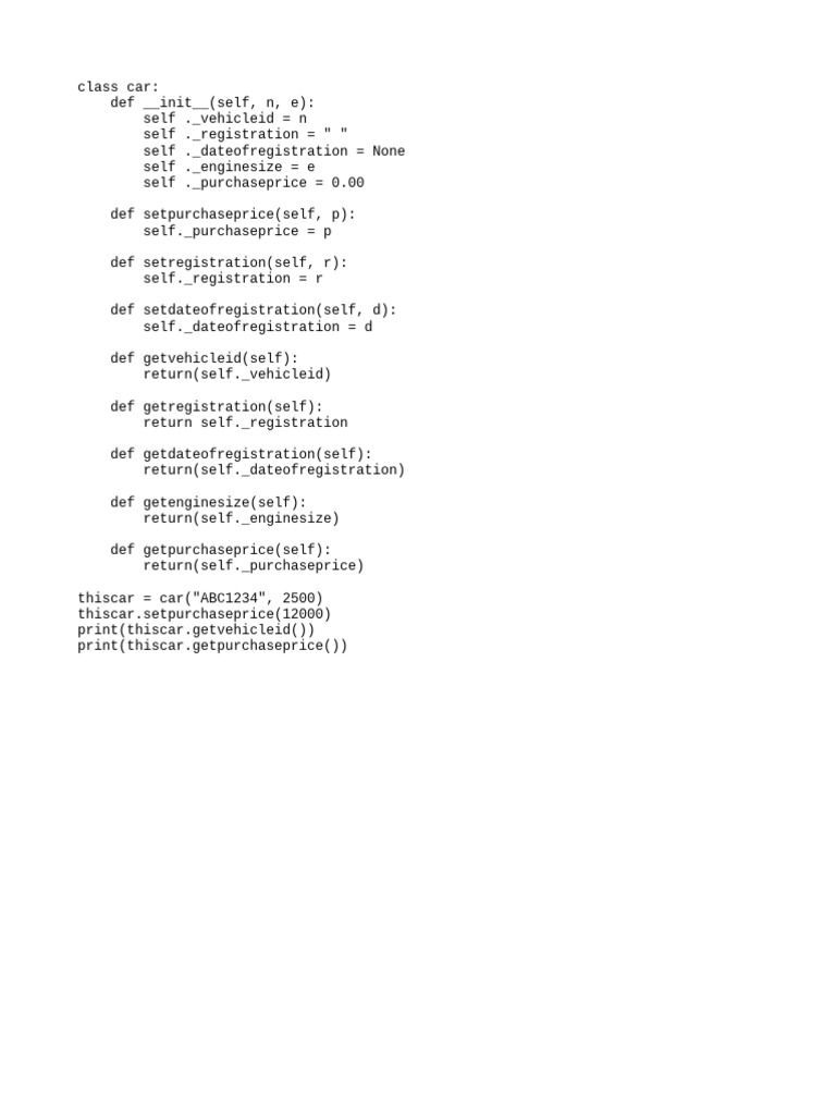 Python Car Class Implementation | PDF