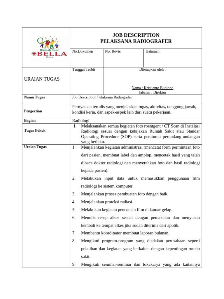 JOB DESCRIPTION radiografer new | PDF