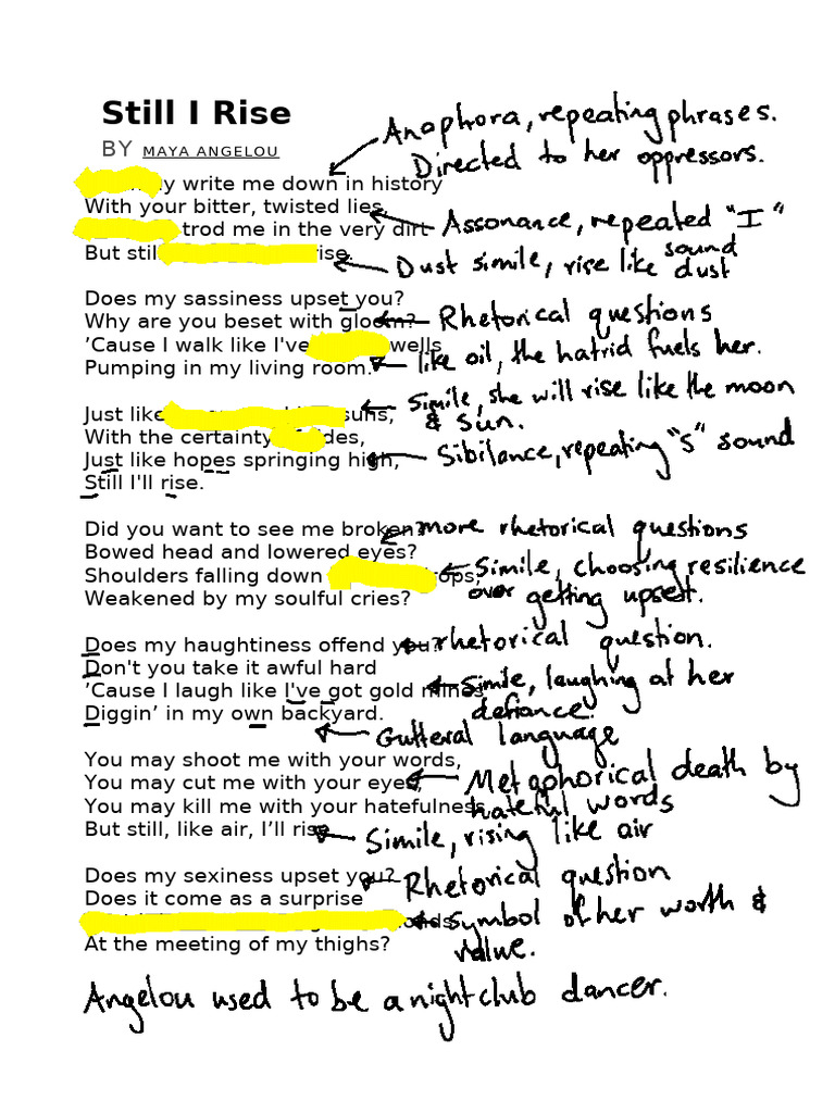 Still I Rise Annotated | PDF