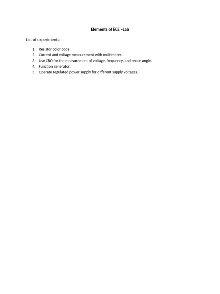 ECE 2050 Lab Experiments Overview | PDF