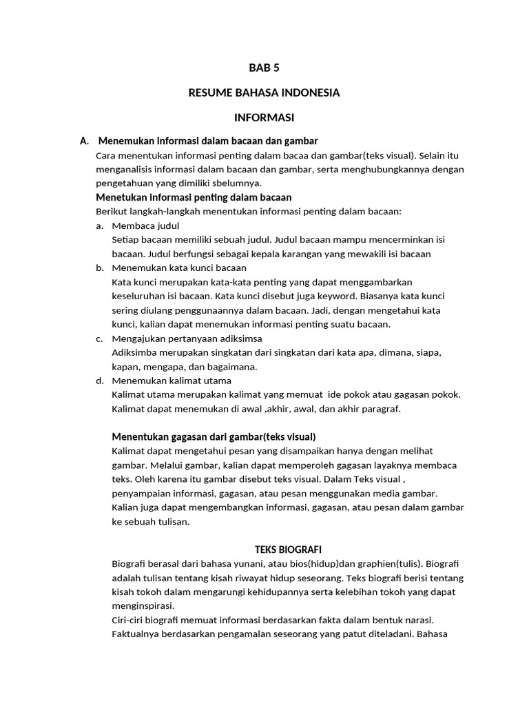 Resume Bahasa Indonesia | PDF