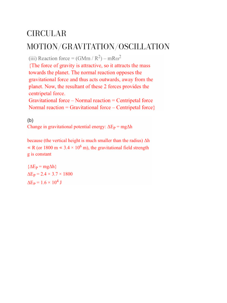 CIRCULAR MOTION_GRAVITATION_OSCILLATION | PDF