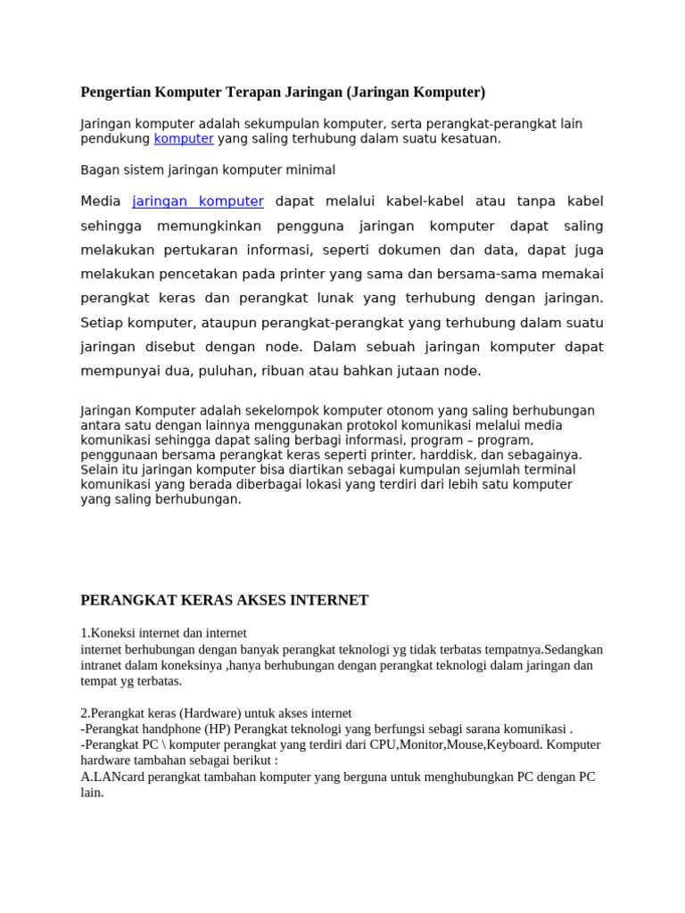 Definisi Jaringan Komputer dan Komputer Terapan | PDF