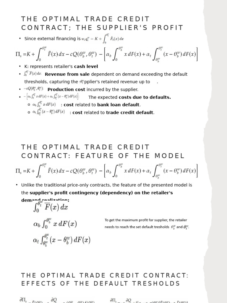 Optimal Trade Credit Contract Analysis | PDF | Financial Risk | Credit