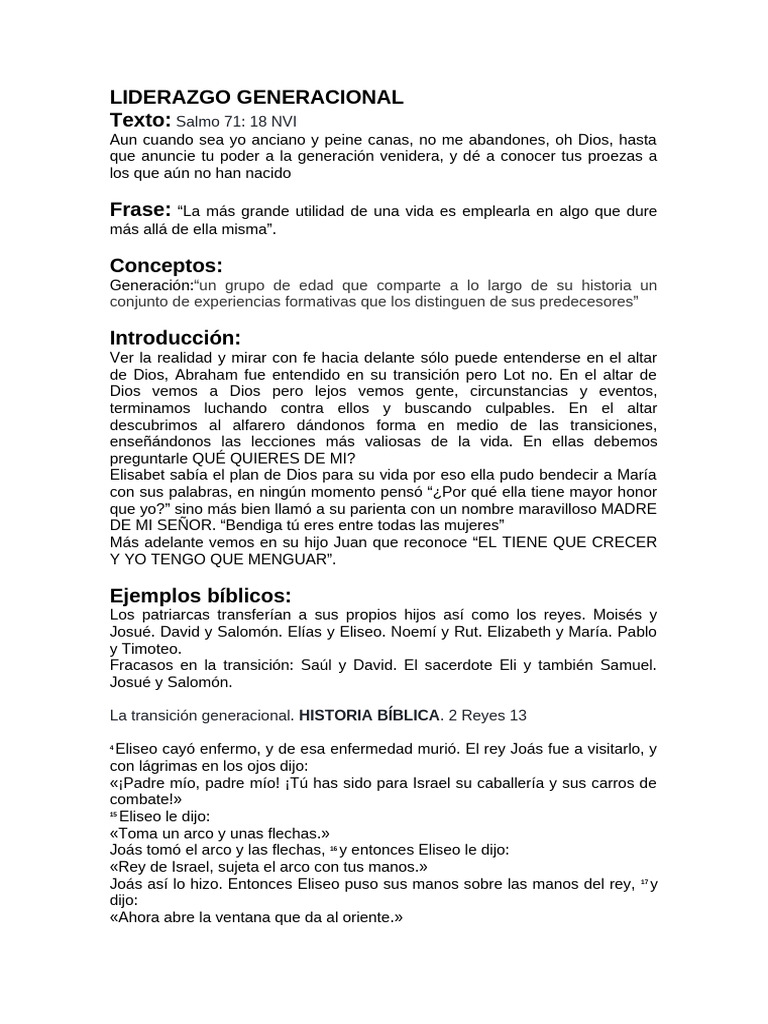 Liderazgo Generacional | PDF | David | Saulo