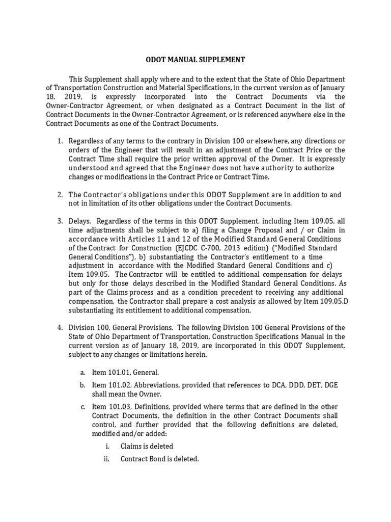 ODOT Construction Specifications Update | PDF