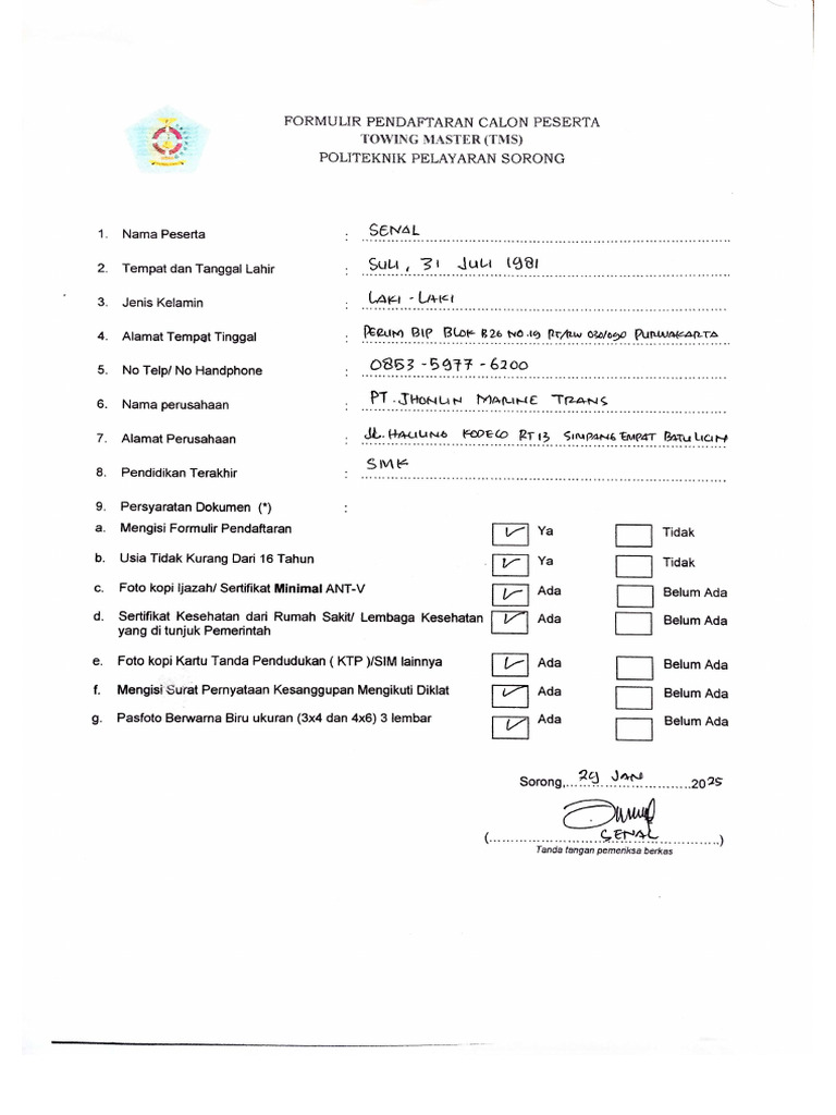 Formulir Towing Master | PDF