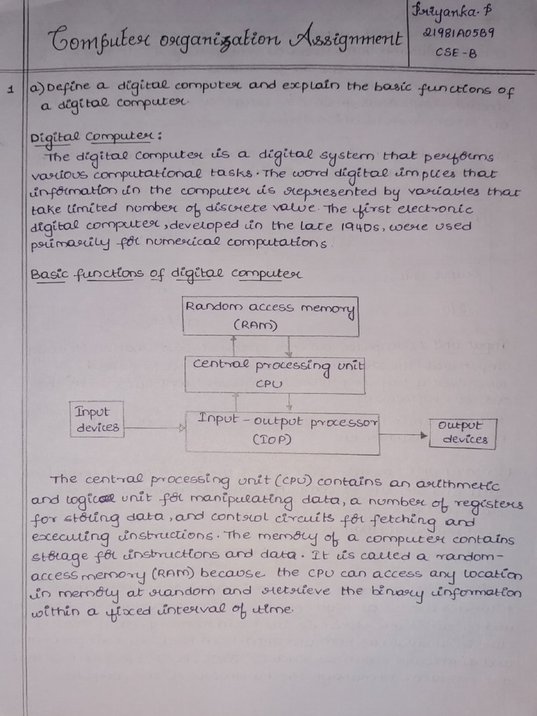 CO UNIT 1 ASSIGNMENT | PDF | Input/Output | Random Access Memory