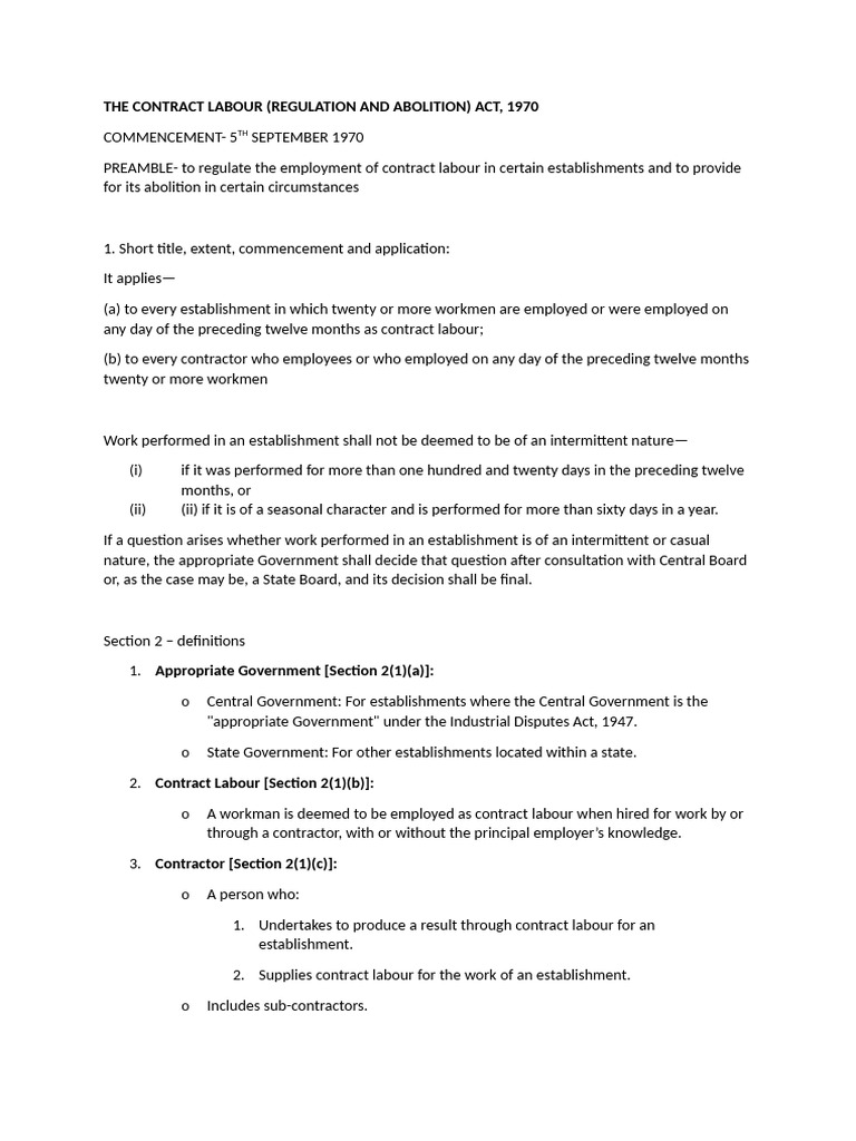 THE CONTRACT LABOUR CC D | PDF | Employment | License