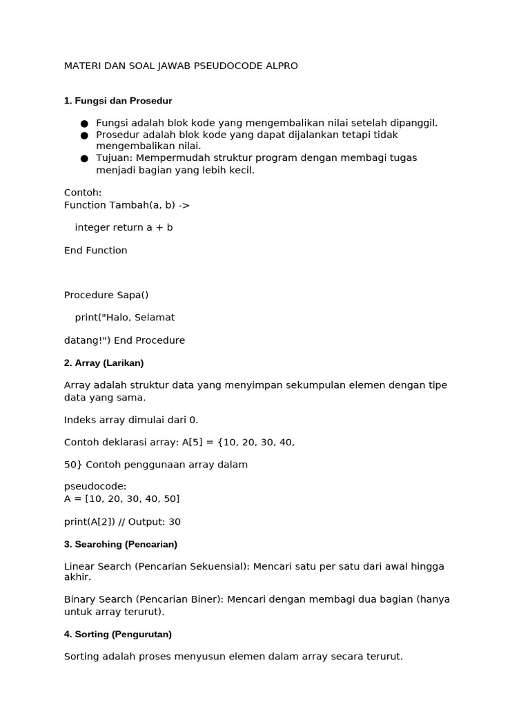 Pseudocode dan Soal Algoritma | PDF