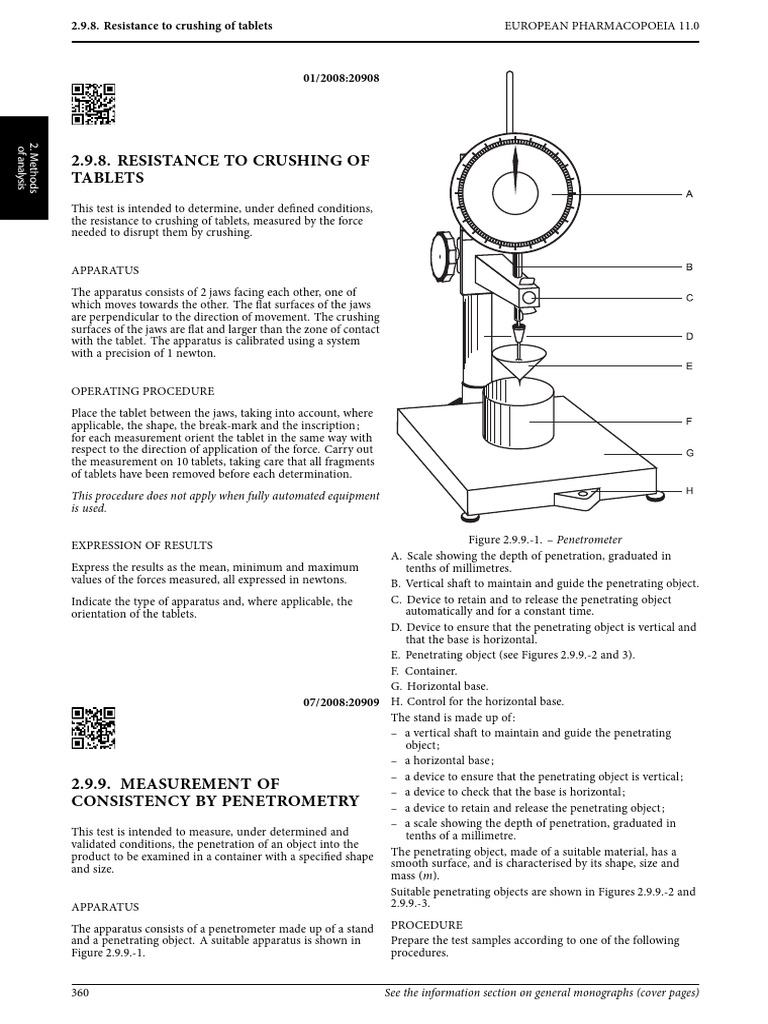 Resistance to Crushing of Tablets | PDF | Force | Physical Quantities