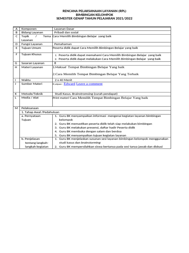 Cara Memilih Lembaga Bimbingan Belajar Baik | PDF